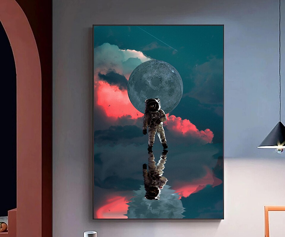 Astronaut Art Painting, Space Wall Art