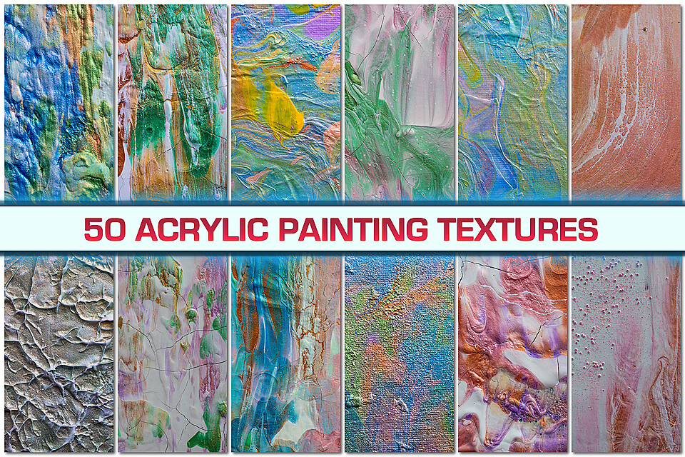 50 Acrylic Painting Textures, Abstract fluid