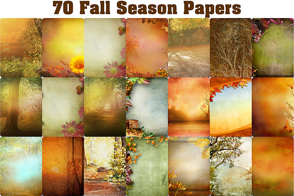 70 Vintage Autumn Fall Papers, Season texture
