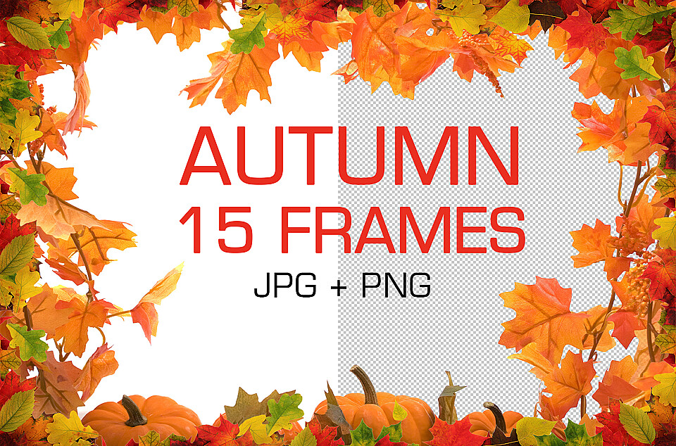 15 Autumn frames, PNG clipart