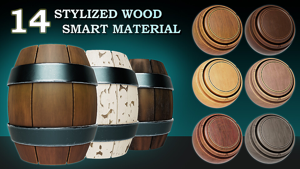 14 Stylized Wood Smart Material Vol 01