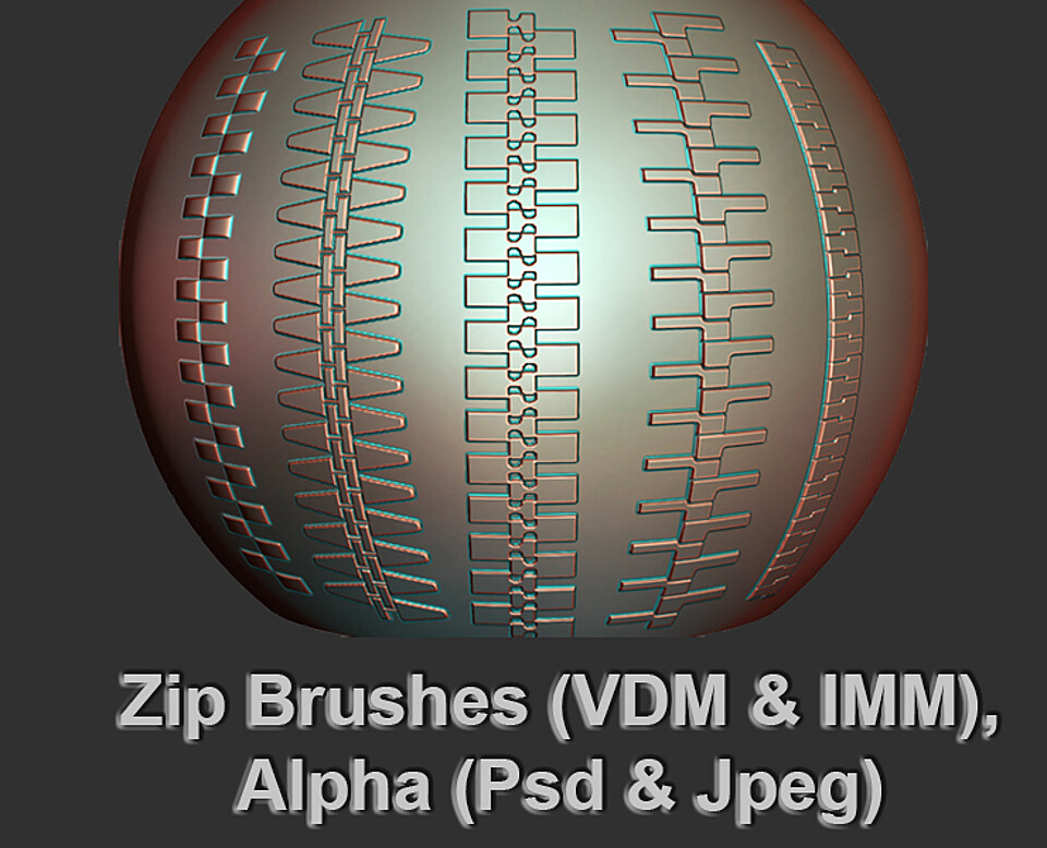 13 Zip Brushes (VDM & IMM) and Alpha Maps