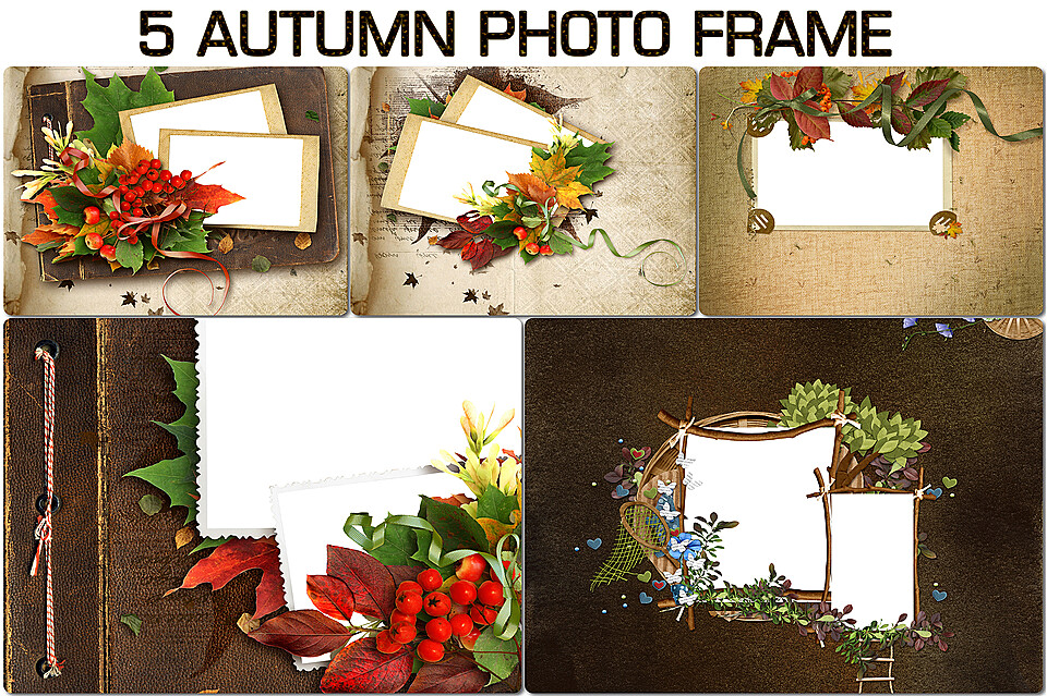 5 Autumn Photo Frame Overalys, Art frame