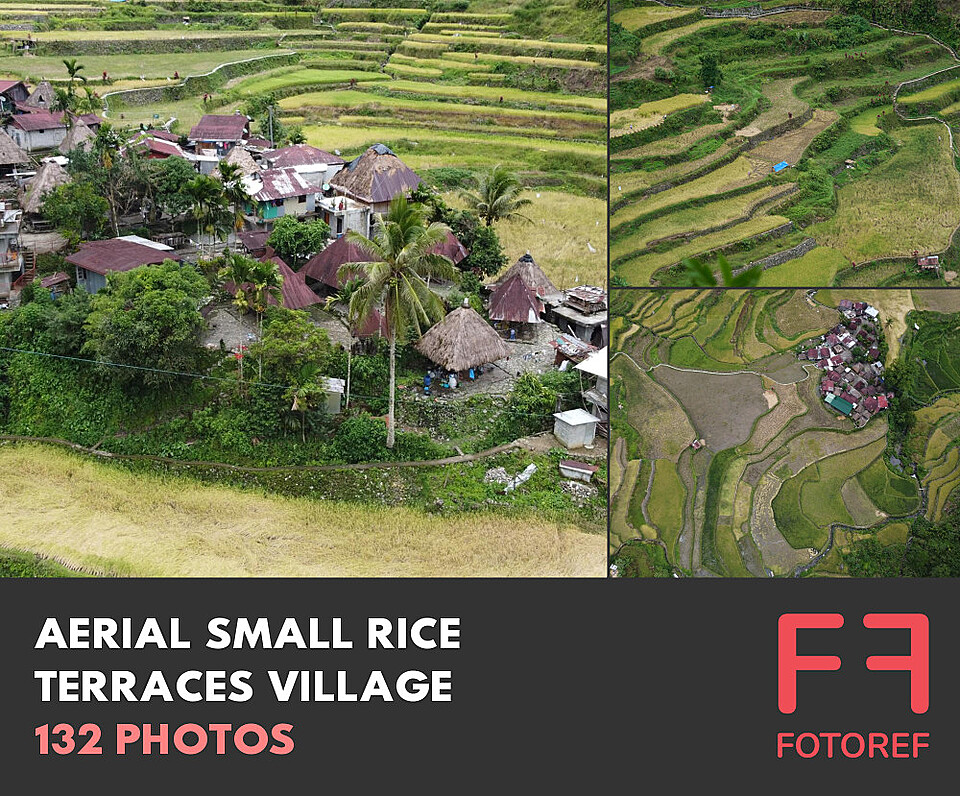 132 photos of Aerial Small Rice Terraces Village