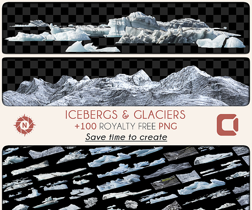Icebergs & Glaciers - PNG Photo Pack