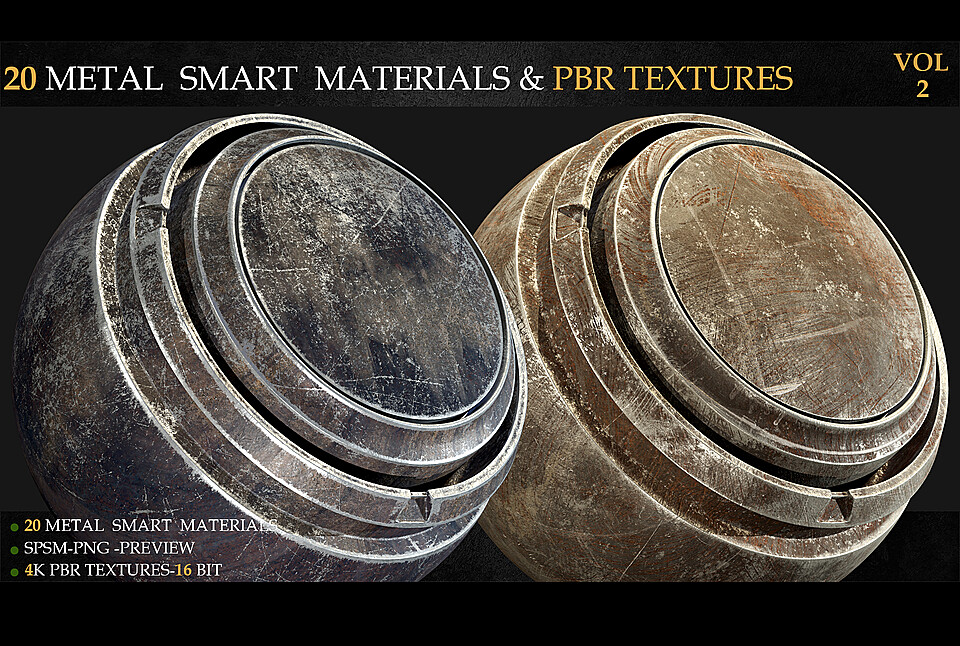20 METAL SMART MATERIALS & PBR TEXTURES-VOL 2