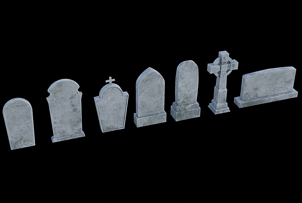 Low Poly Tombstone Pack 8K and 4K Textures
