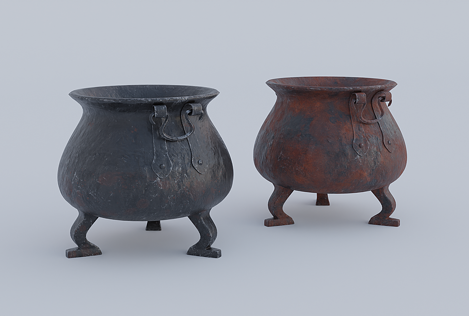 Forged Iron Cauldron with 4K Textures