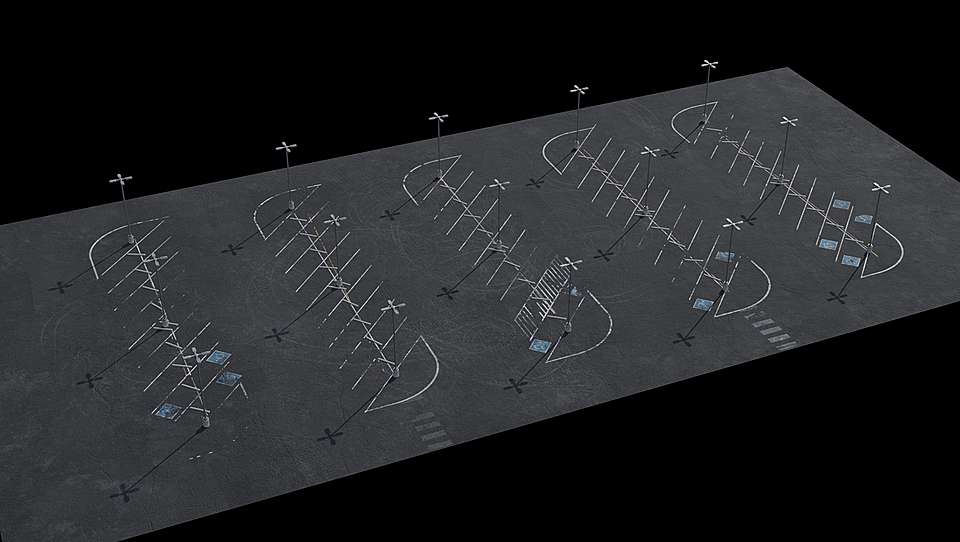 Diagonal Parking Lot Scene With 8K and 4K