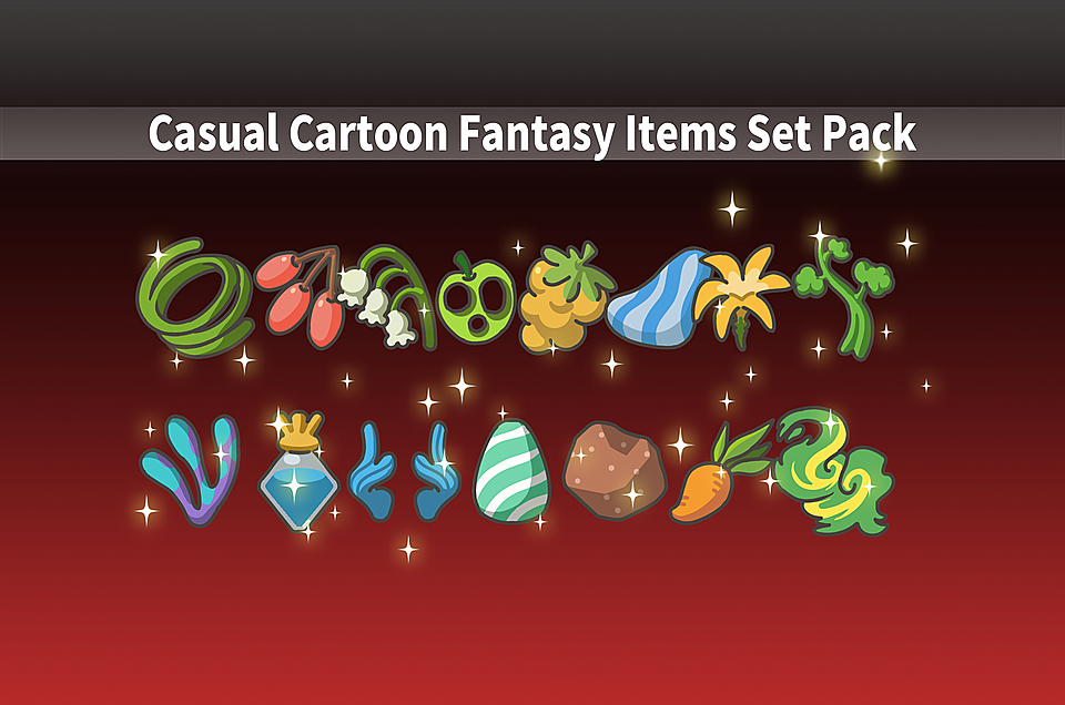 Casual Cartoon Fantasy Items Set Pack