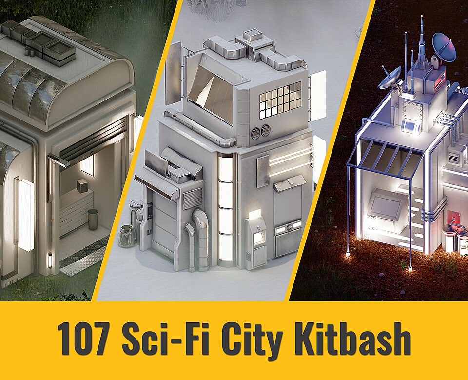 107 Sci-Fi City elements ( kitbash )