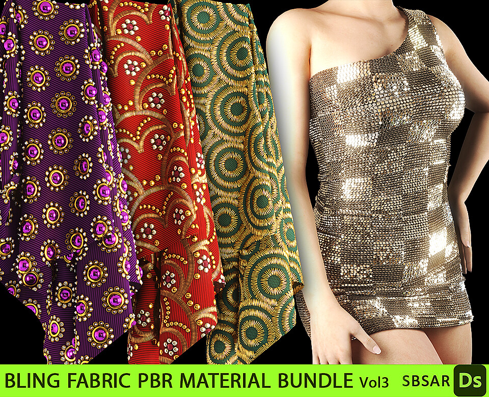 Bling fabric PBR material bundle vol.3