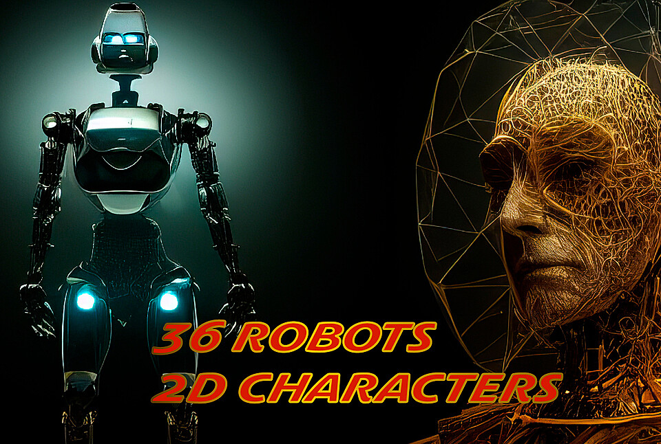 36 Robots 2D Characters. Part 1