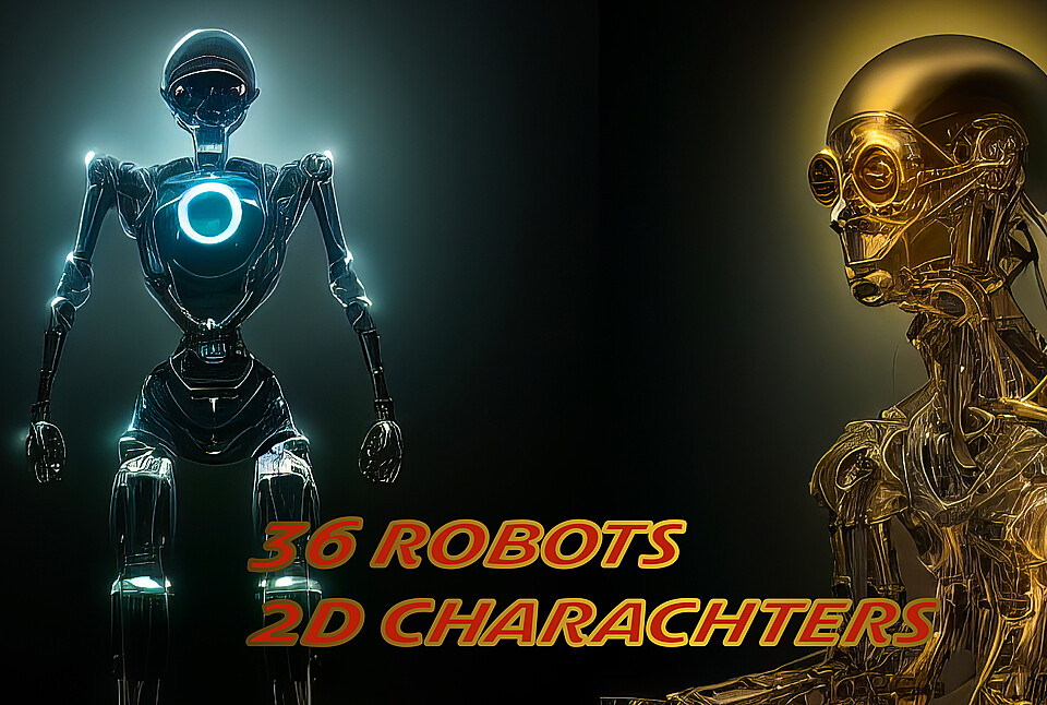 36 Robots 2D Characters. Part 2