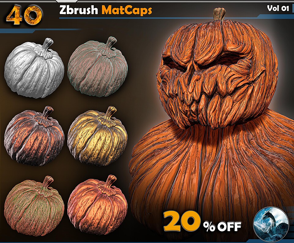 40 Zbrush MatCaps Vol 01
