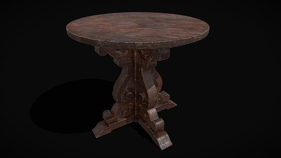 Mahogany Medieval Antique Round Table