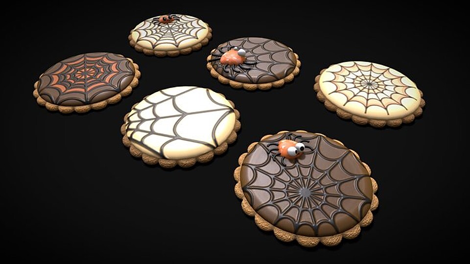Six Round Spider Web Cookies