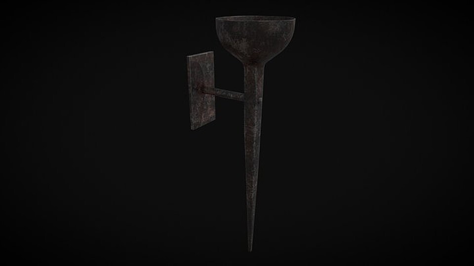 Rustic Medieval Iron Forged Torch