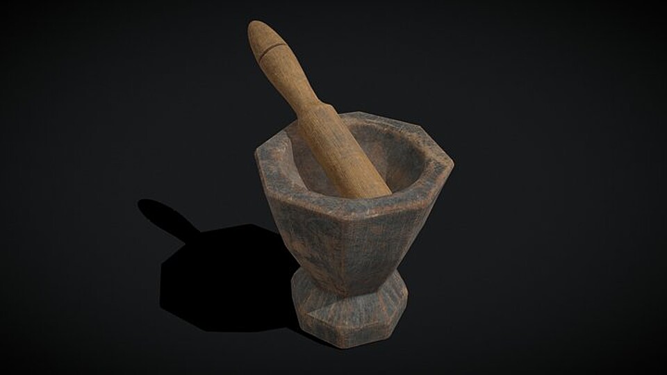 Medieval Wooden Mortar and Pestle