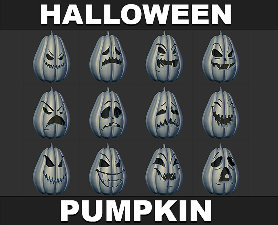 12 Halloween Pumpkin Base Mesh Vol 4