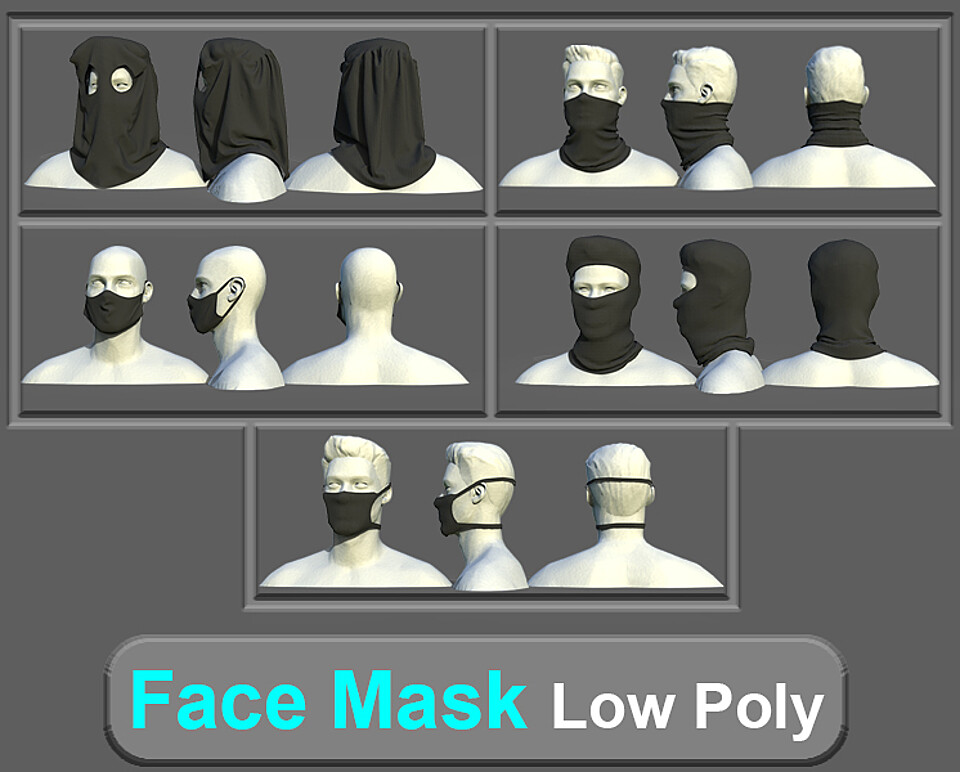 Face Mask Low Poly With UV Vol.1