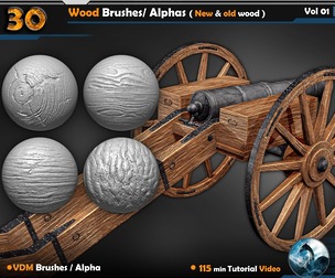 Wood Alpha Brushes for Zbrush