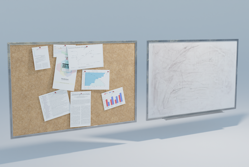 White board and Tack board Low-poly