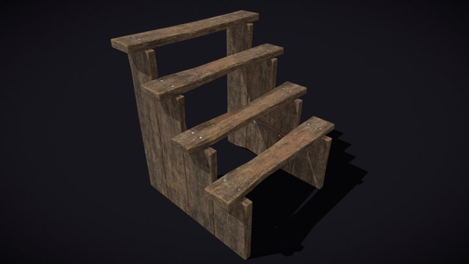 Rustic Medieval Four Step Foot Ladder