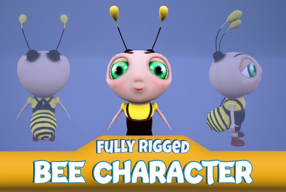 Stylized Bee Character Rigged Cartoon Style