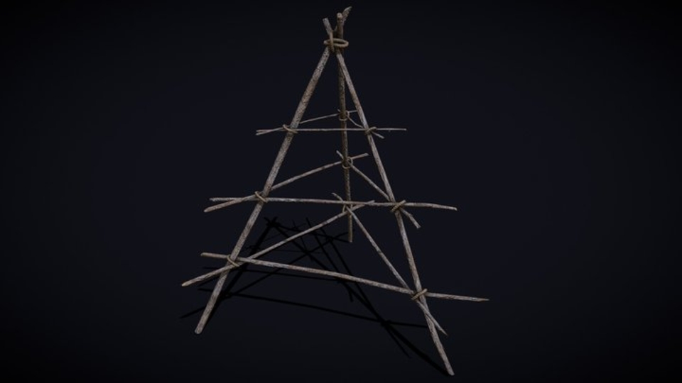 Primitive Tripod Meat Smoker
