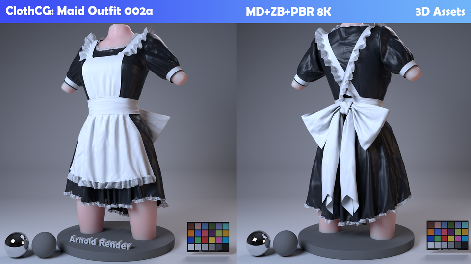 ClothCG: Maid Outfit002a 3DAssets