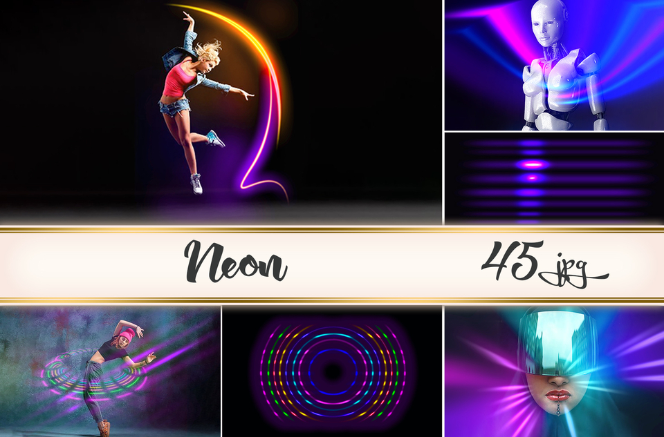 45 NEON Photoshop Overlays