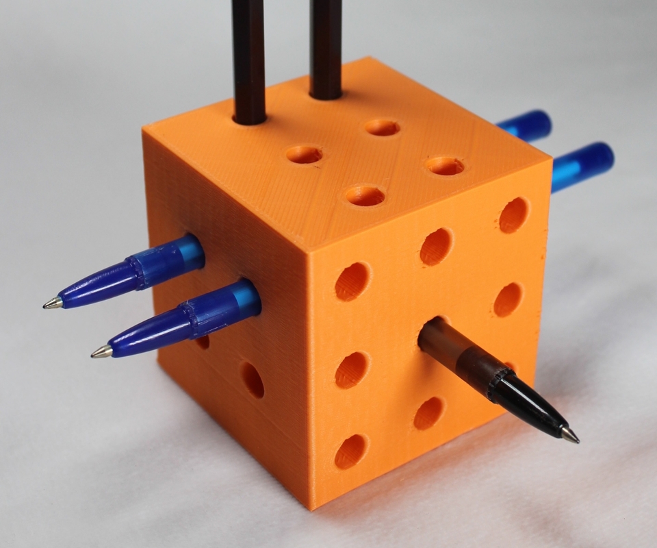 Pen Pencil Holder Cube Block Storage Organizer