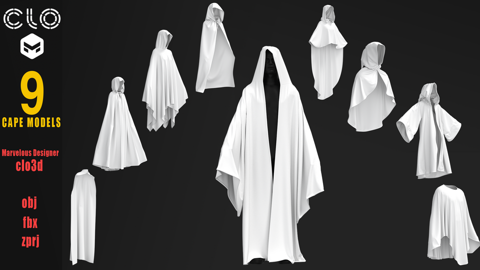 9 CAPE MODELS/Marvelous Designer/CLO 3D