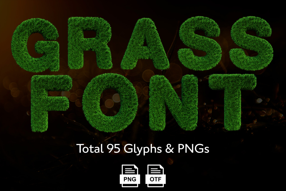 Grass 3D Lettering Set & Font