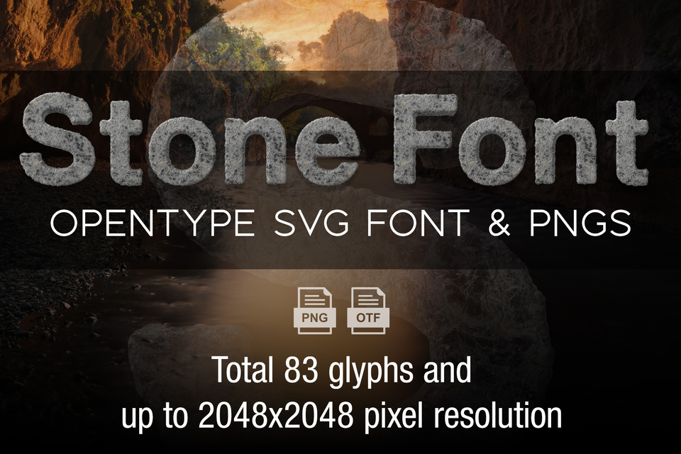 Stone Font & 3D PNG Lettering Set