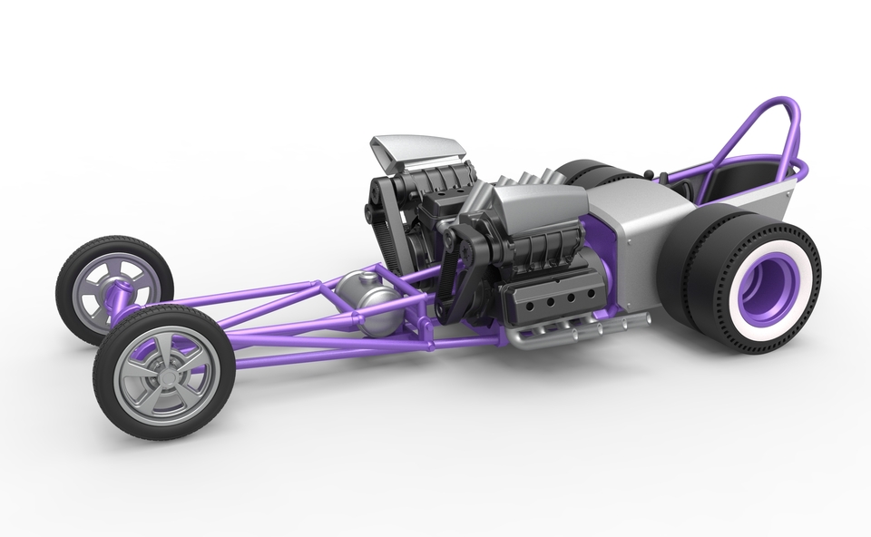 Front engine old school dragster with 2 V8 1:25