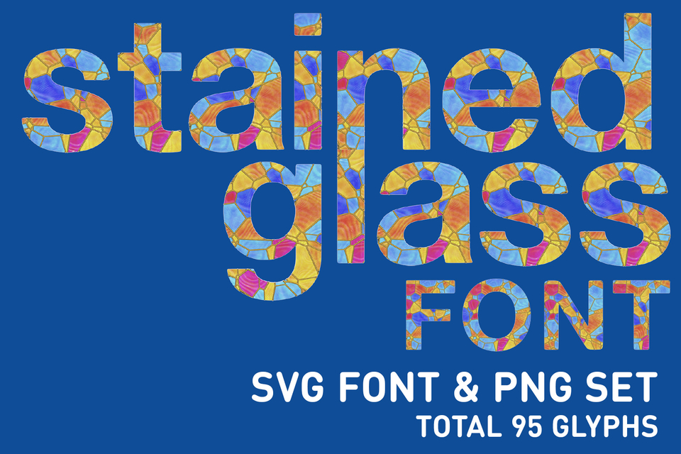 Stained Glass Color SVG Font and PNG Set