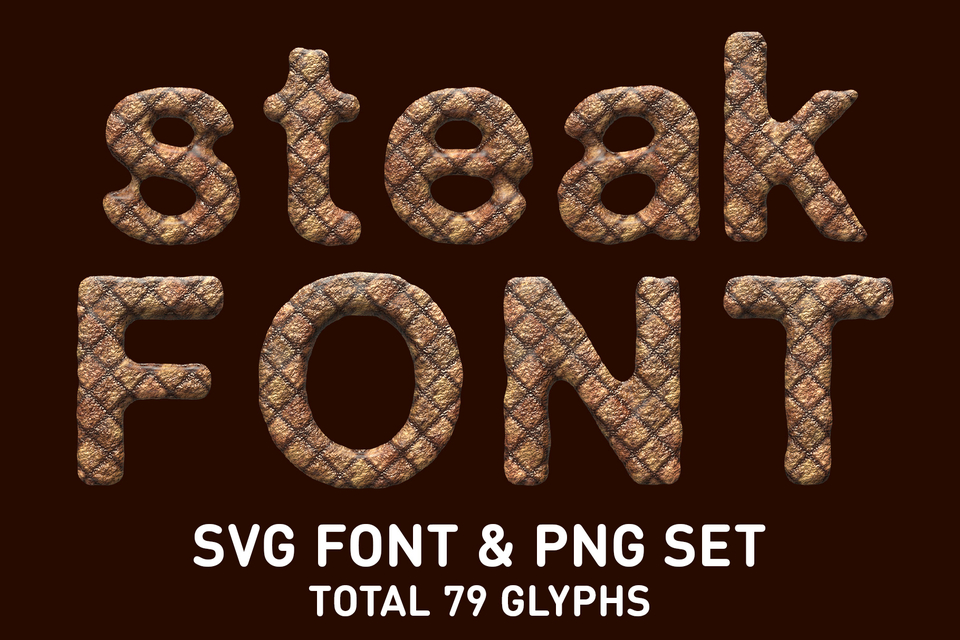 Grilled Steak Font & PNG Lettering Set