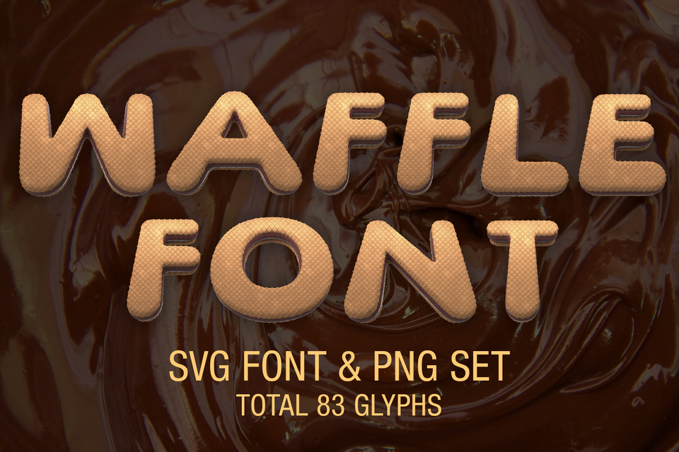 Waffle Font and PNG Lettering Set