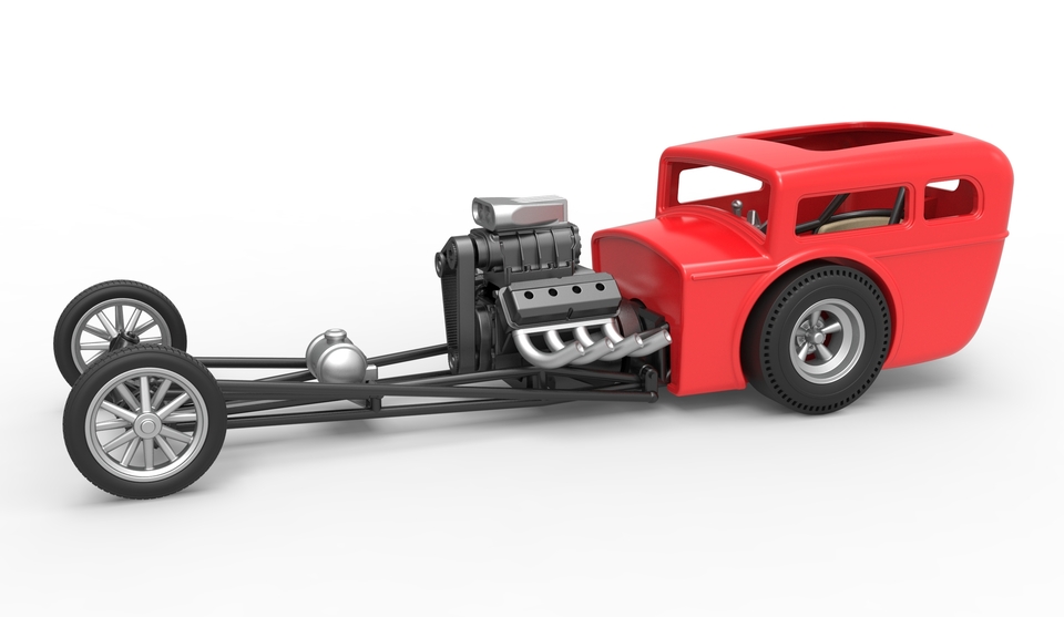 Front engine old school dragster with shell 1:25