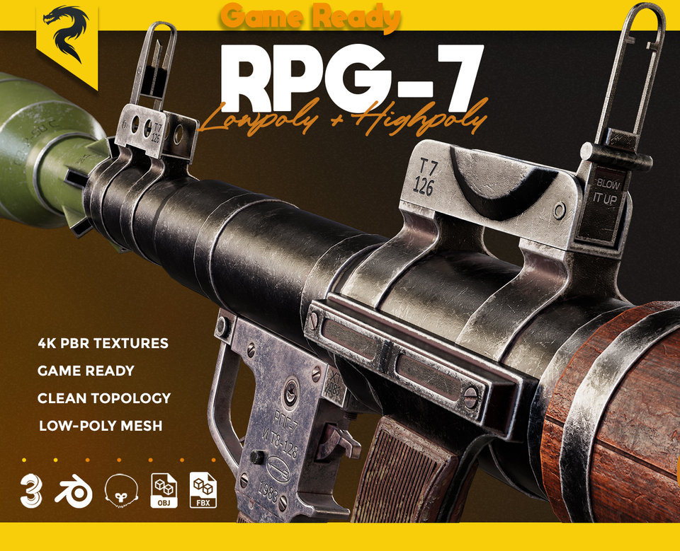 RPG-7 rocket launcher game ready asset