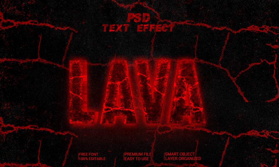 3D Lava PSD fully editable style text effect.