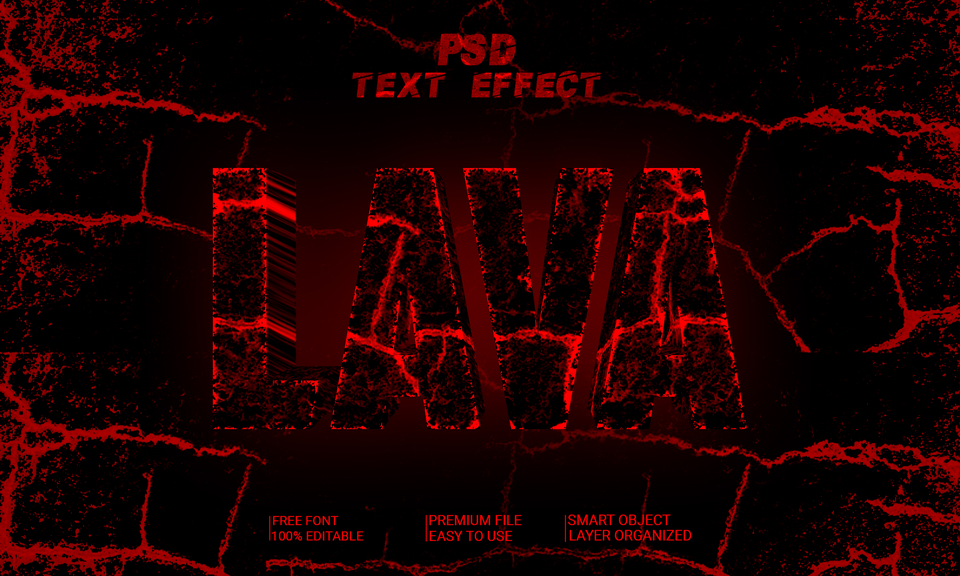 3D Lava PSD fully editable style text effect.