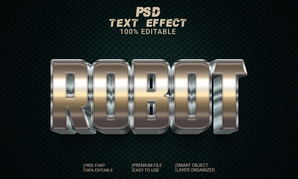 3D Robot PSD fully editable style text effect.