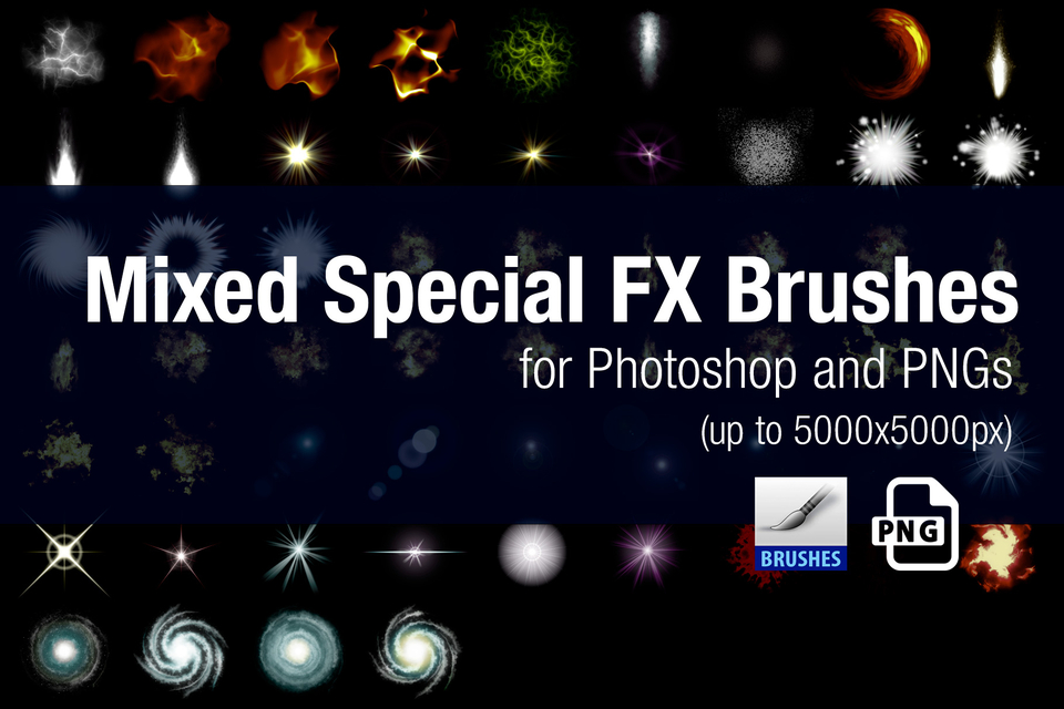 Mixed Special FX Brushes for Photoshop and PNGs