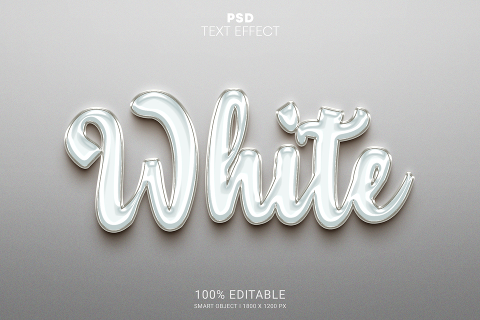 3D White PSD fully editable style text effect.