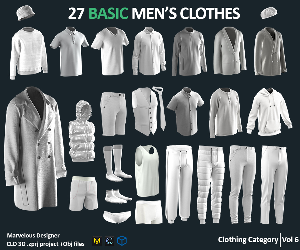 27 BASIC MEN'S CLOTHES PACK