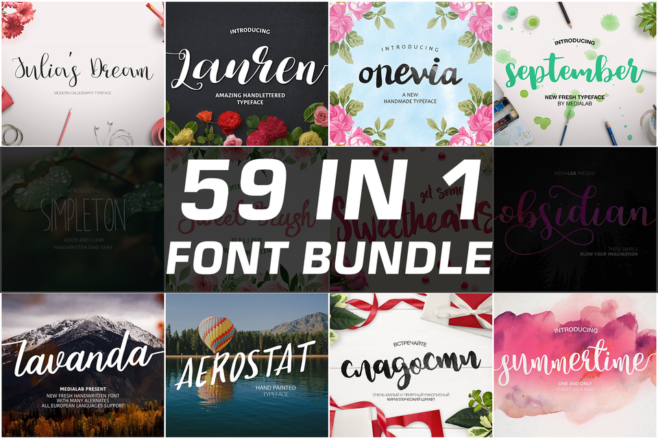 59 Handwritten Modern, Font Bundle, Calligraphy