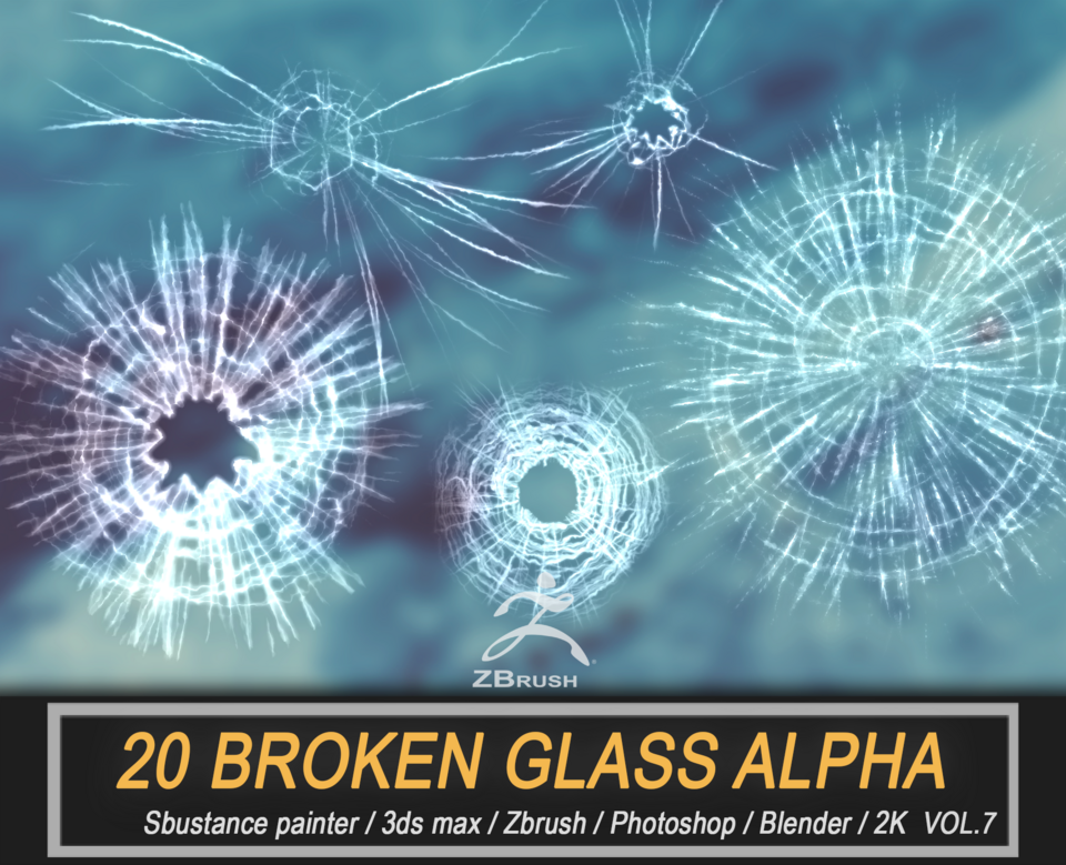 20 Broken/Crack Glass Alpha Set Vol.7